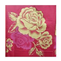 China Bright red gold print design 100% polyester warp knitted mattress fabric for sale