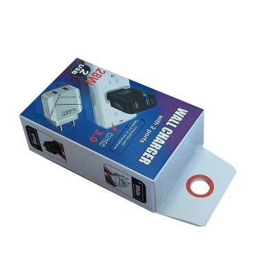 China Custom Paper Packaging Box for Chargers & Network Extenders - 250g-400g Material Options with Hanging Hook for sale