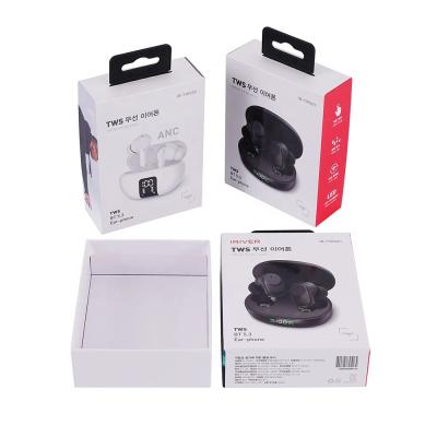 China Custom Recyclable Earbuds Packaging Box with Display Hook - 2-Piece Lid & Base Structure for Bluetooth Headsets for sale
