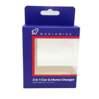 China Custom Biodegradable Charger Packaging Boxes 250g-400g with Clear Window for Power Banks & Data Cables for sale