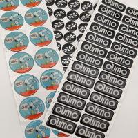 China Custom 3D Epoxy Resin Domed Stickers 0.5g Weight High Gloss Polyurethane Coating for Brand Labels for sale