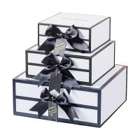 China White Magnetic Gift Box with Black Ribbon for Clothing & Silk Scarves - Custom Rigid Packaging 12