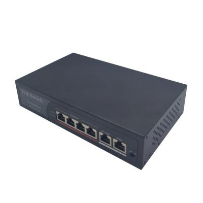 China 100M PoE Switch 4 Ports 2 Uplink 1.6Gbps VLAN DIP 250m Long Distance for Surveillance for sale
