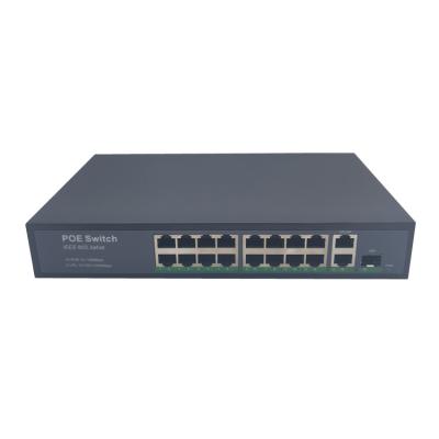 China 16 Port 100M PoE Switch 250m Distance 2 Uplink Ports VLAN DIP 30W per Port for sale