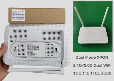 China OEM Dual Band 2.4G/5G WiFi XPON ONT with 867Mbps Speed, 4 Gigabit Ports and VoIP Support for sale