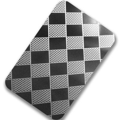 China Square Pattern Embossed Stainless Steel Sheet 0.3mm 304 443  Hairline Surface for sale
