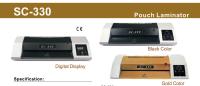 China Gold color, black color and digital display pouch laminator with 4 rollers, heating lamp for sale