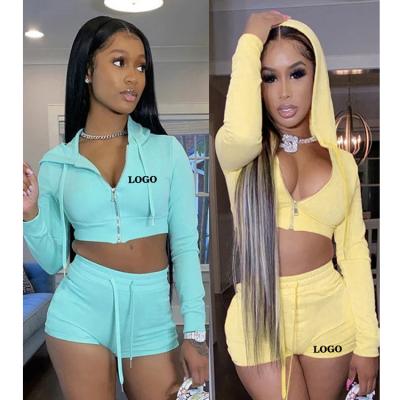 China Breathable Two-Piece Apparel Hoodie Tracksuit Set Gym Womens Track Set Plain Jogging Sweat Suit 2021 For Women for sale