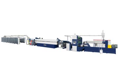 China PP Plastic Tape Extrusion Line HDPE Flat Film Double Die Stretching for sale
