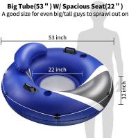 China Customized Heavy Duty Inflatable Pool Float for Adults 53cm PVC River Tube for sale