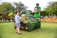 China Customized PVC Inflatable Battle Tank Toy for Kids Birthday Party 15kg for sale