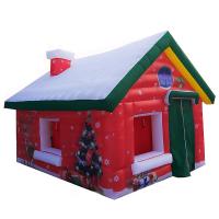 China Custom Inflatable Christmas Cottage 4x3x3m Nylon Oxford Fabric Holiday House for sale