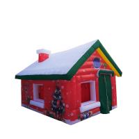China Custom Inflatable Christmas Cottage 4x3x3m Nylon Oxford Fabric Holiday House for sale