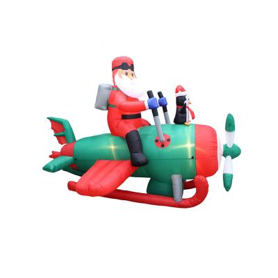 China Custom Inflatable Santa on Airplane 8ft Long 190T Polyester Fabric for Water Beach Amusement for sale