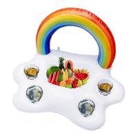 China Summer Rainbow Fun Inflatable Floating Drink Holder for Pool with Cup Holder Pool Drink Floats for sale