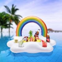 China Summer Rainbow Fun Inflatable Floating Drink Holder for Pool with Cup Holder Pool Drink Floats for sale