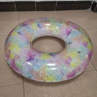 China Factory Price Clear Round Star Inflatable Glitter Pool Float Swimming Ring for sale