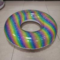 China Factory Price Clear Round Star Inflatable Glitter Pool Float Swimming Ring for sale