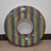 China Factory Price Clear Round Star Inflatable Glitter Pool Float Swimming Ring for sale