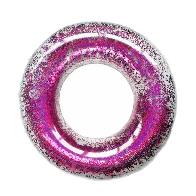 China Custom Shiny Inflatable Swimming Ring 90cm PVC Pool Float for Kids Adults for sale