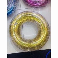 China Custom Shiny Inflatable Swimming Ring 90cm PVC Pool Float for Kids Adults for sale