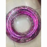 China Custom Shiny Inflatable Swimming Ring 90cm PVC Pool Float for Kids Adults for sale