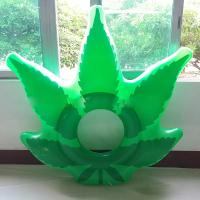 China Custom Green Leaf Inflatable Swimming Float 64x64 Inch 0.25mm PVC Pool Party for sale