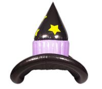 China Halloween Dress Up Inflatable Wig Hat Black Witch for sale