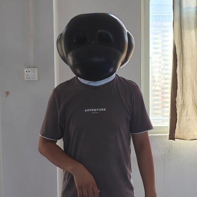 China Customized PVC Inflatable Black Funny Cartoon Animal Head Hood Adult Size 1.5kg for sale