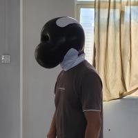 China Customized PVC Inflatable Black Funny Cartoon Animal Head Hood Adult Size 1.5kg for sale