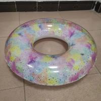 China Custom Flash Inflatable Colorful Swimming Ring 0.25mm PVC for Adults Kids for sale