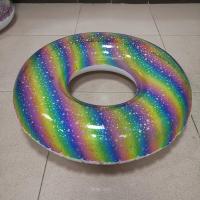 China Custom Flash Inflatable Colorful Swimming Ring 0.25mm PVC for Adults Kids for sale