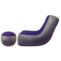China Wholesale Customized PVC Inflatable Purple Flocking Chair and Ottoman Set 50x48x35cm for sale