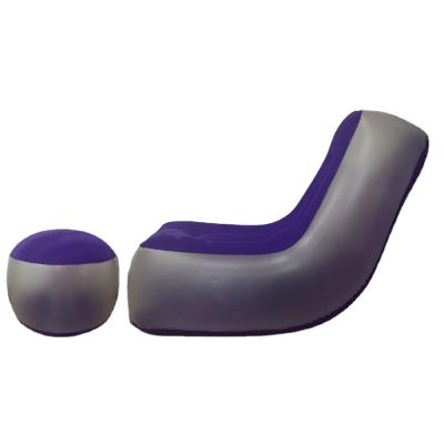 China Wholesale Customized PVC Inflatable Purple Flocking Chair and Ottoman Set 50x48x35cm for sale