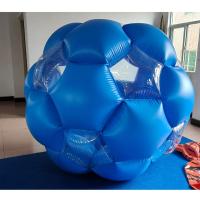 China Custom PVC Inflatable Bubble Ball 2.1m Diameter Blue Transparent Bumper Toy for Lawn Party for sale
