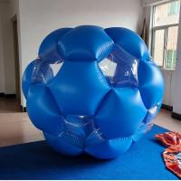 China Custom PVC Inflatable Bubble Ball 2.1m Diameter Blue Transparent Bumper Toy for Lawn Party for sale