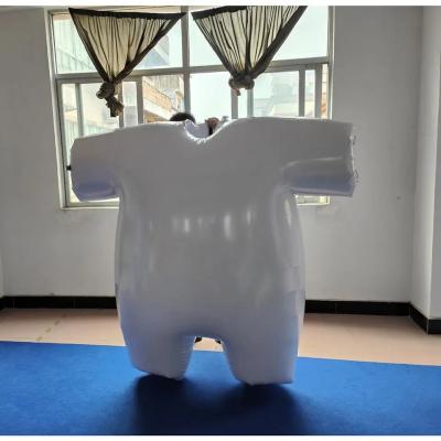 China Beile Custom PVC Inflatable White Body Suit Belly Inflation Suit for Adult 0.4mm for sale