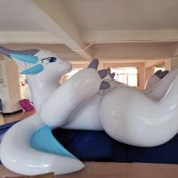 China Beile Giant Inflatable PVC Cartoon White Laying Dragon Model 3m Custom for sale