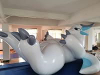 China Beile Giant Inflatable PVC Cartoon White Laying Dragon Model 3m Custom for sale