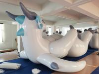 China Beile Giant Inflatable PVC Cartoon White Laying Dragon Model 3m Custom for sale
