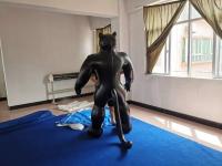 China Customized PVC Inflatable Black Tiger Costume Suit Adult Size 14kg for Party Promotion for sale