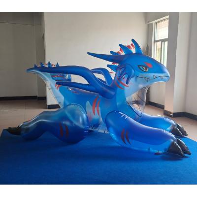 China Beile Inflatable Cartoon PVC Transparent Blue Dragon Toy 3m Long for Party Promotion for sale