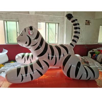 China White Giant Inflatable Tiger Cartoon Doll Balloon 0.4mm PVC Custom Size for sale