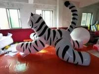 China White Giant Inflatable Tiger Cartoon Doll Balloon 0.4mm PVC Custom Size for sale