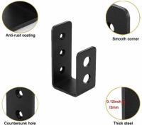 China OEM Custom Black Powder Coated Stamping Metal U Shape Door Barricade Brackets for sale