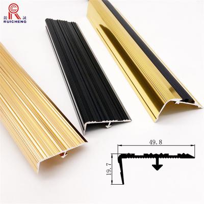 China Anti Slip Extruded Aluminum Stair Nosing Silver Gold Black Customized Color for sale