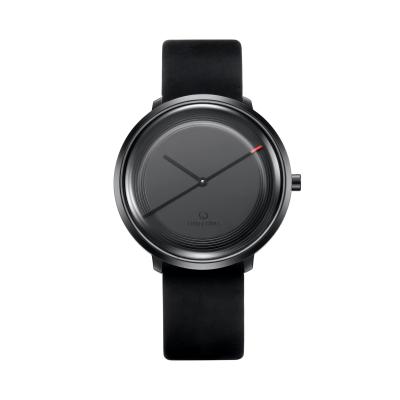 China Minimalist Alloy Quartz Watches Classic Men / Women Leather Strap Curve Dial OEM for sale