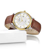 China Water Resistant Quartz Stainless Steel Watch Genuine Leather Strap With SR626SW Battery for sale