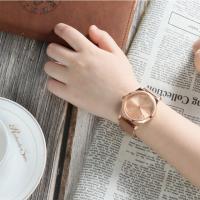 China Women's Analog Quartz Rose Gold Watch with Stainless Steel Mesh Strap Ladies Watch Simple and Elegant for sale
