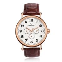 China 5 ATM Waterproof Quartz Stainless Steel Watch Three Eye Dial Chronograph Watch for sale